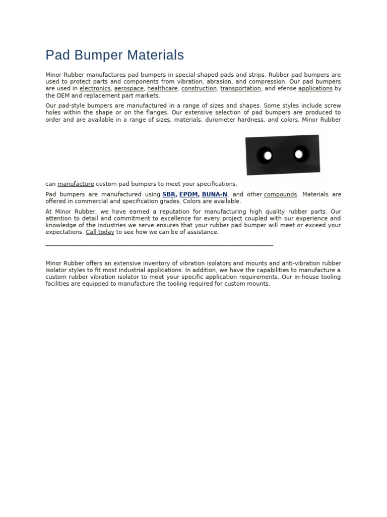 Custom Rubber Pad Bumpers Overview | PDF | Computers | Technology & Engineering