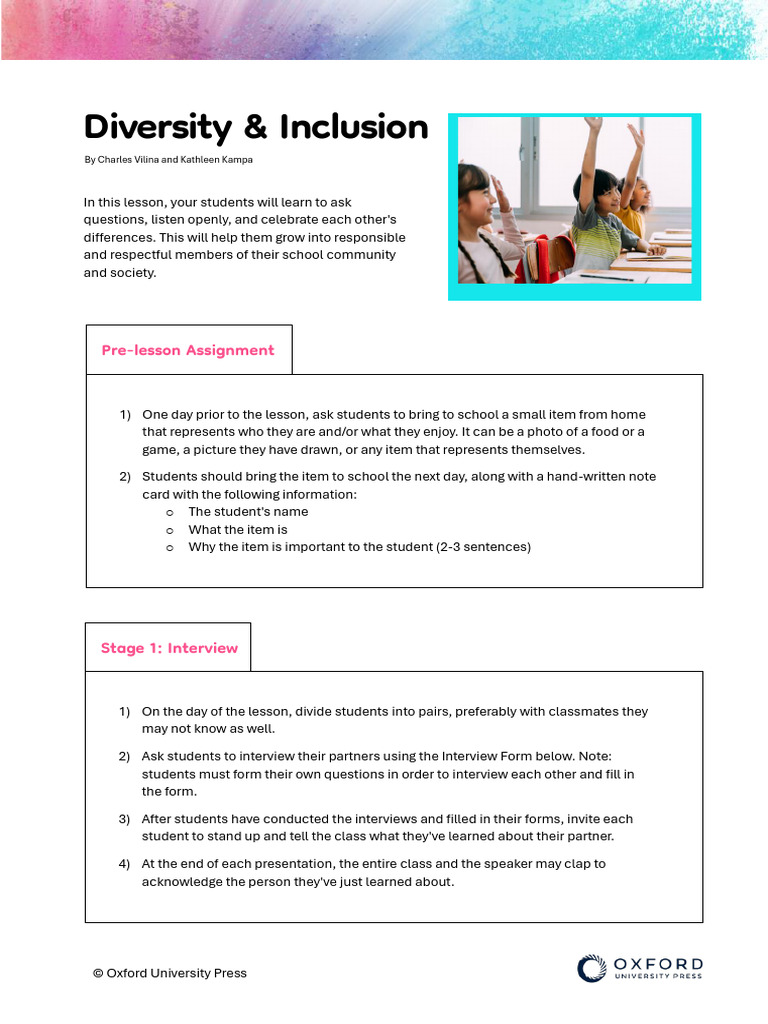Diversity & Inclusion Lesson Plan | PDF | Learning