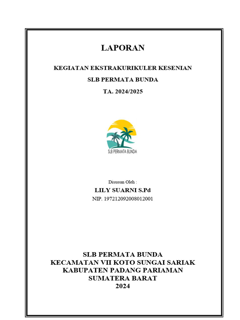 Laporan Ekstrakurikuler Kesenian 2024 | PDF