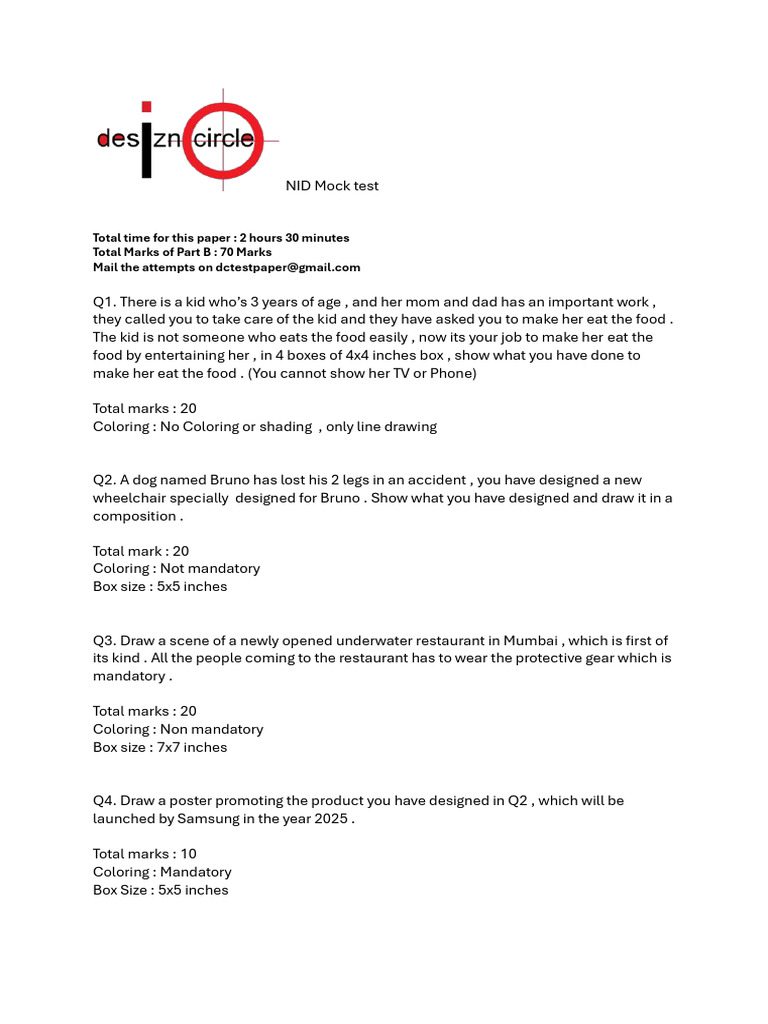 NID Mock Test-1 | PDF