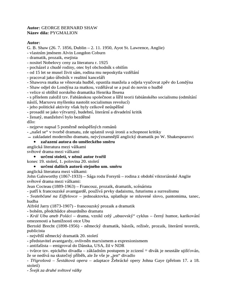 Sem. - Shaw Pygmalion | PDF