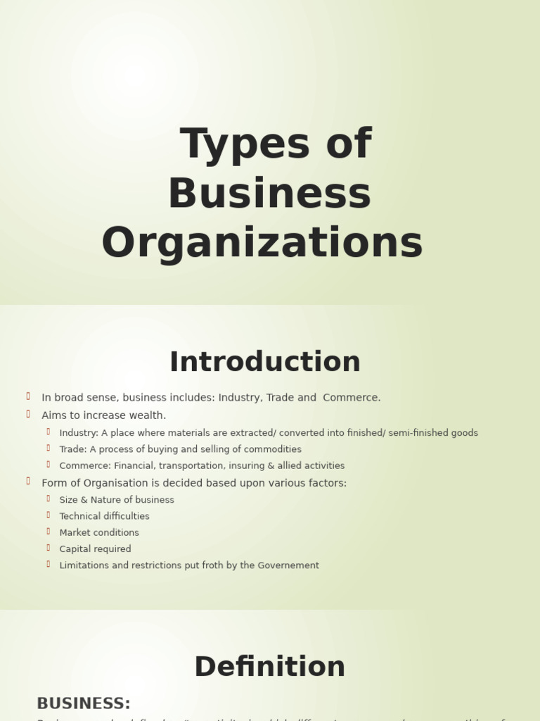 Types of Business Organisation | PDF | Partnership | Cooperative