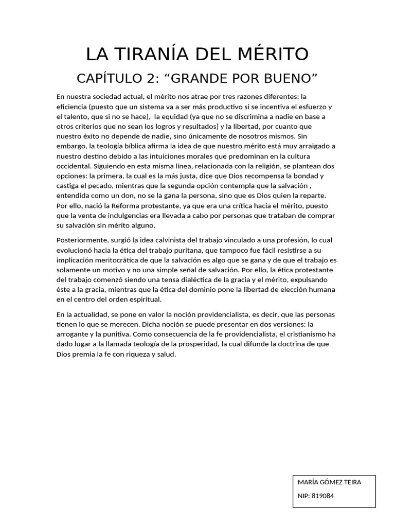 La Tiranía Del Mérito. Capitulo 2 | PDF | Religión y espiritualidad