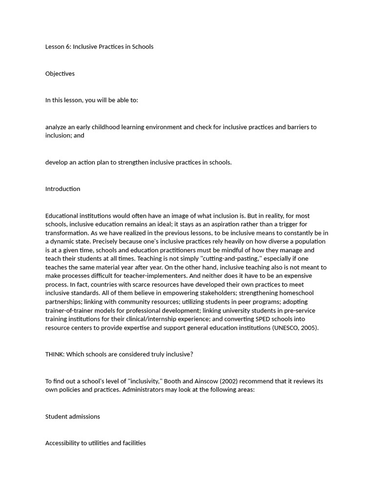 Strengthening Inclusive Practices in Schools | PDF | Inclusion ...