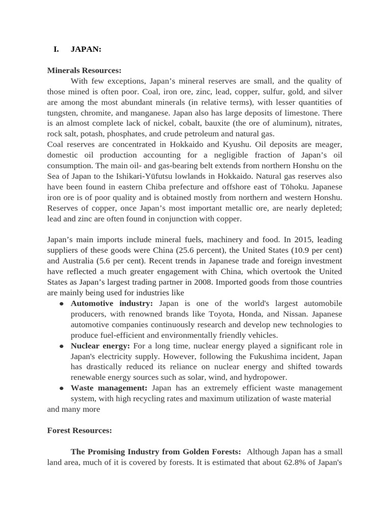 The Role of Natural Resources in Economic Development of Japan ...