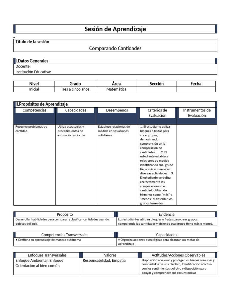 Comparando Cantidades | PDF | Evaluación | Aprendizaje