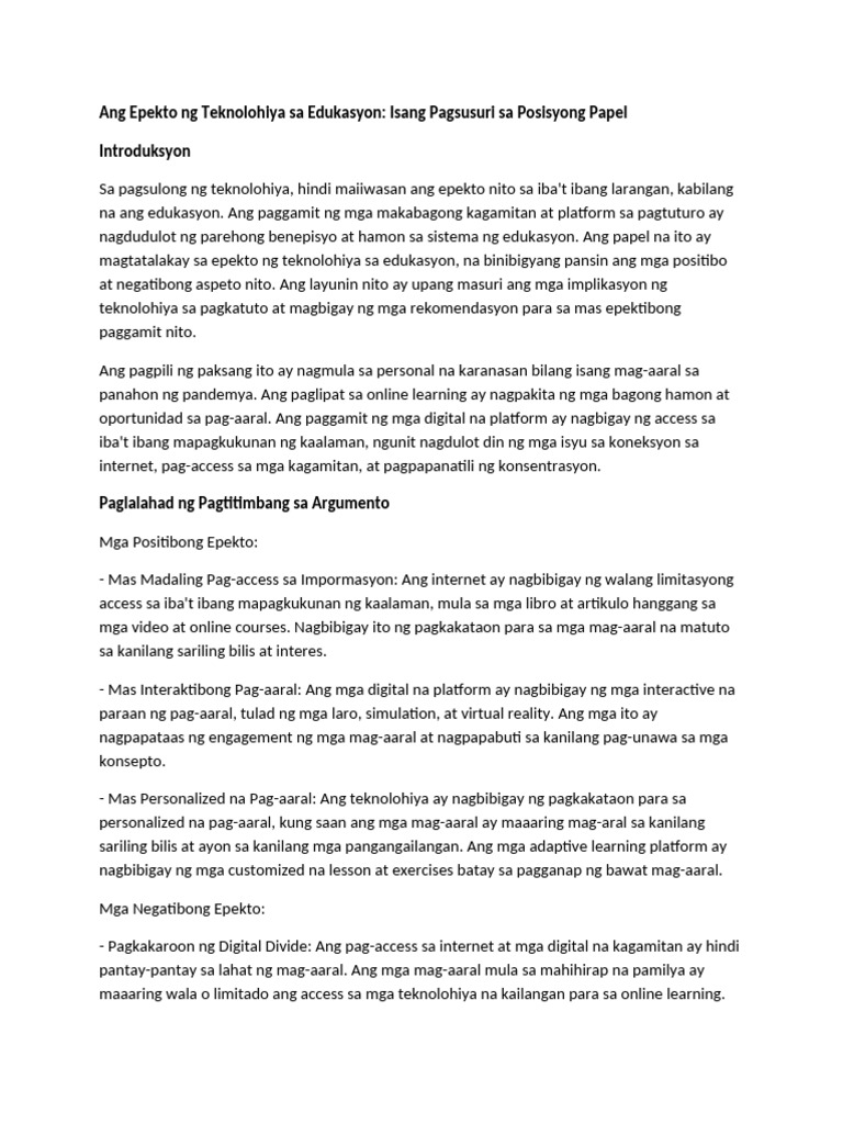 Ang Epekto NG T-WPS Office | PDF