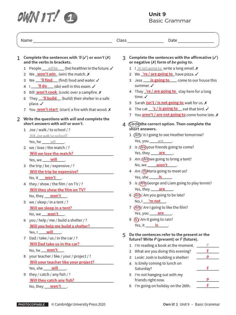 Basic Grammar Unit9 With Answers | PDF | Linguistics | Languages