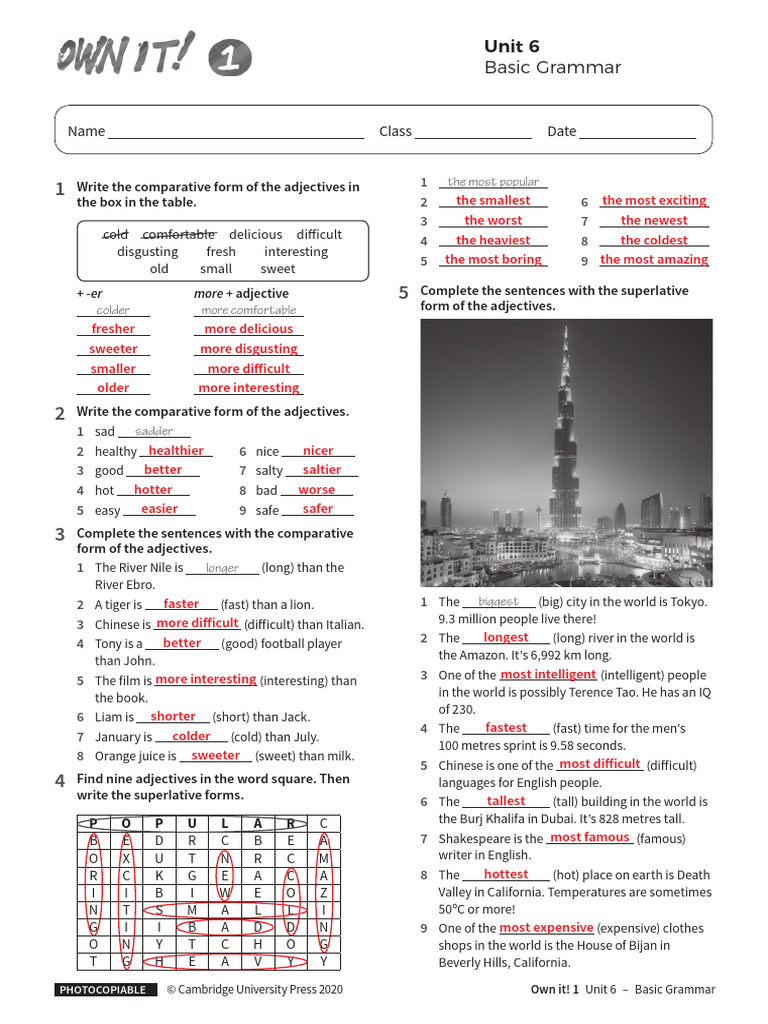 Basic Grammar Unit6 With Answers | PDF | Semantic Units | Linguistics