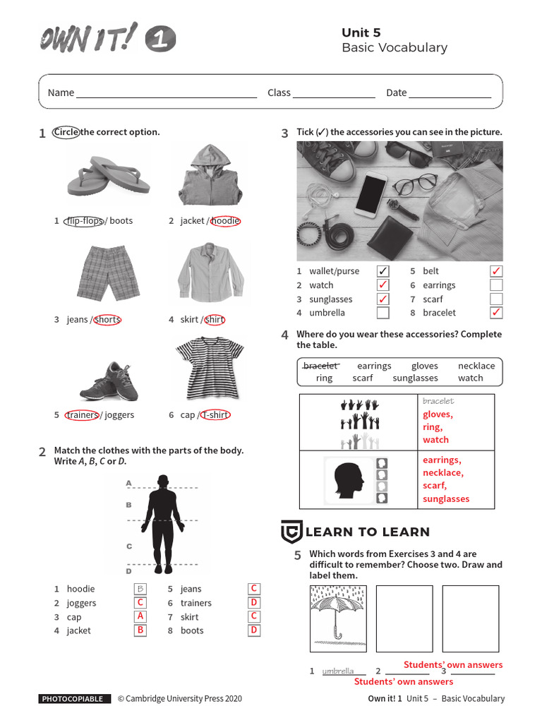 Vocabulary_Basic_Unit5_with_answers | PDF | Fashion | Softlines (Retail) Vocabulary_Basic_Unit5_with_answers | PDF | Fashion | Softlines (Retail)