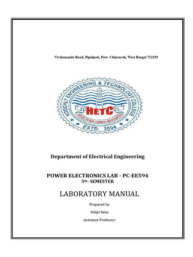 Power Electronics Lab Manual | PDF | Field Effect Transistor | Mosfet