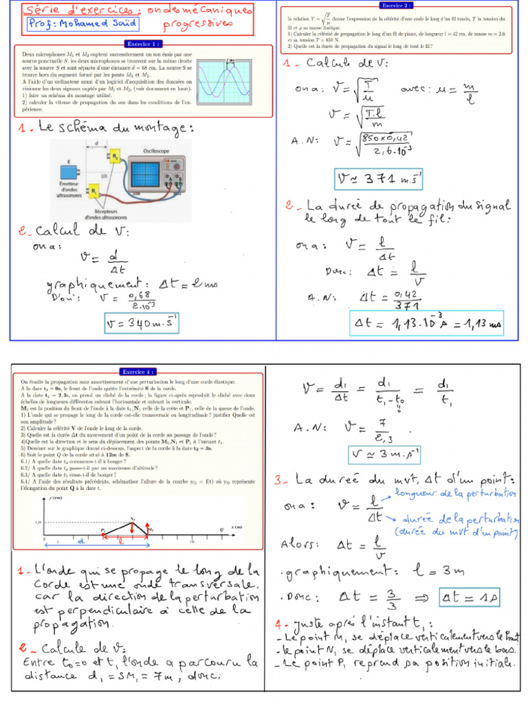 Correction Ondes Mécaniques Progressives 2023 | PDF