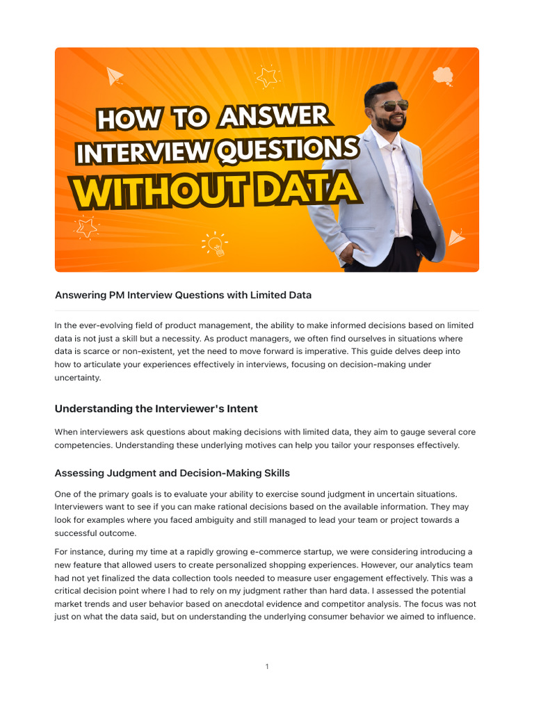 Answering PM Interview Questions With Limited Data | PDF | Marketing ...