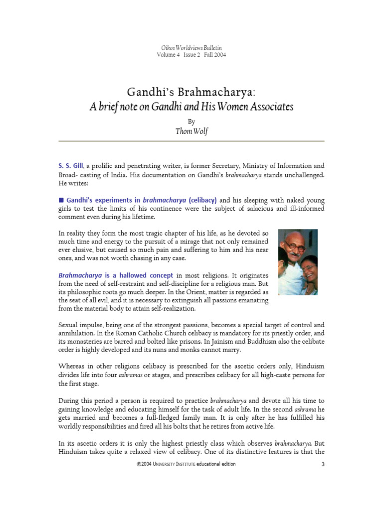 Gandhis Brahmacharya | PDF | Vaishnava Texts | Forms Of Vishnu