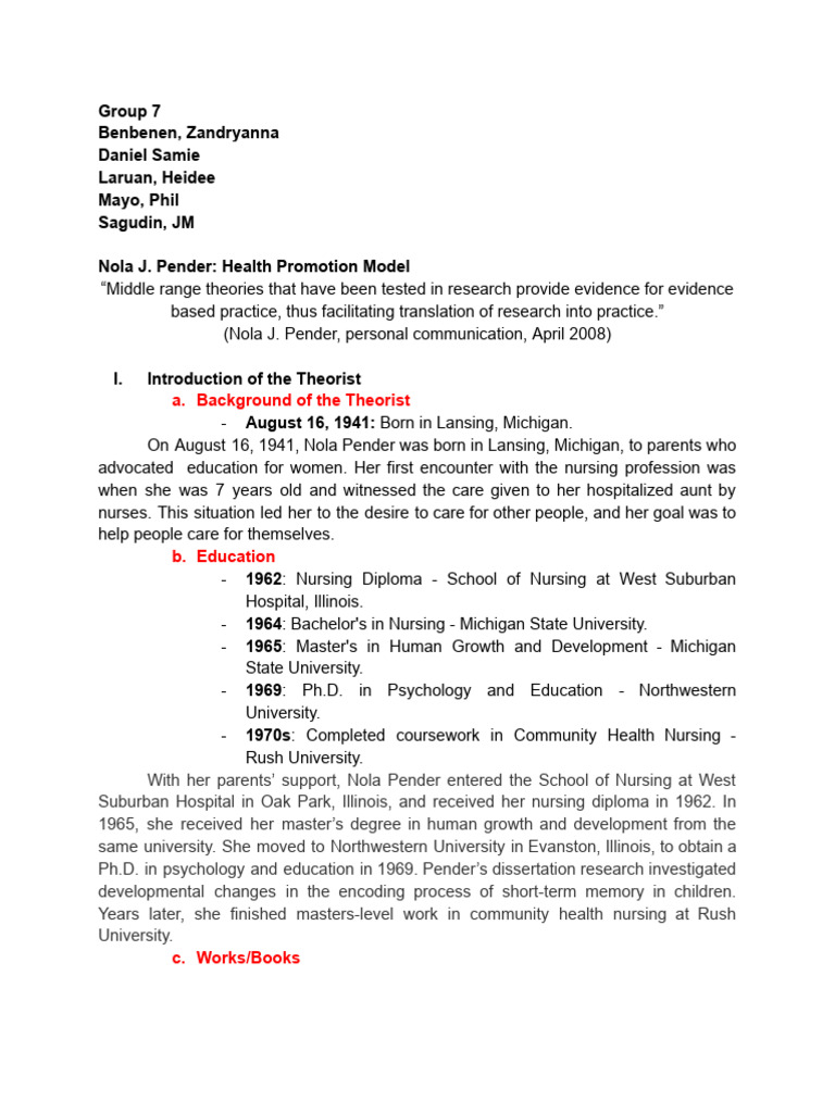 Health Promotion Model Final | PDF | Behavior | Health Promotion