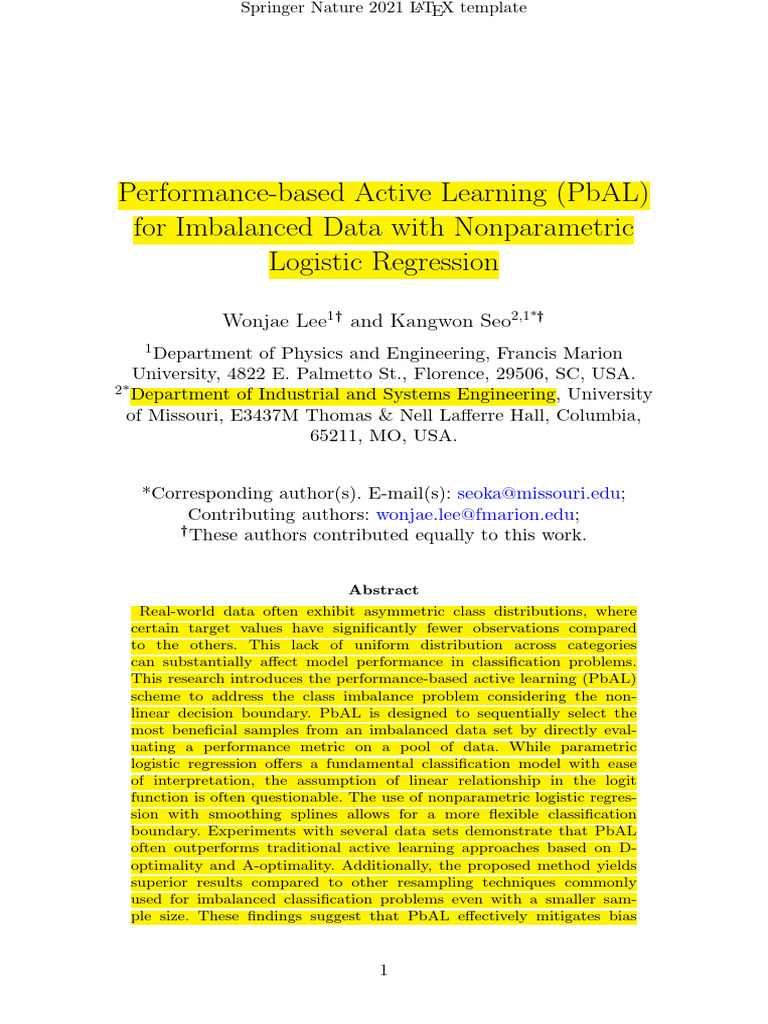 PbAL For Skewed Data With Nonparametric Logistic Regression | PDF | Sensitivity And Specificity ...