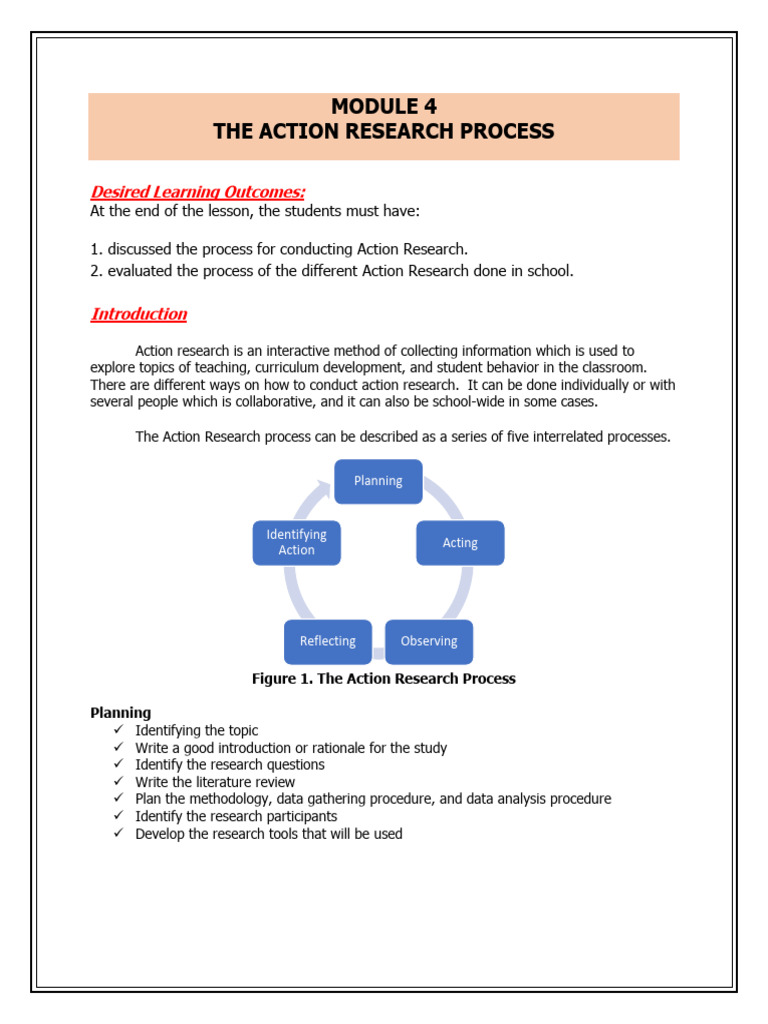 Module 4 Handout The Action Research Process | PDF | Methodology ...