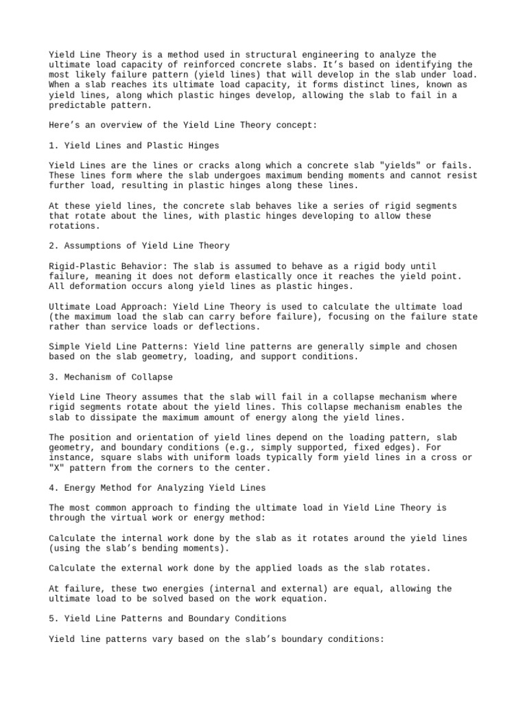 Yield Line Theory Concept | PDF | Yield (Engineering) | Bending