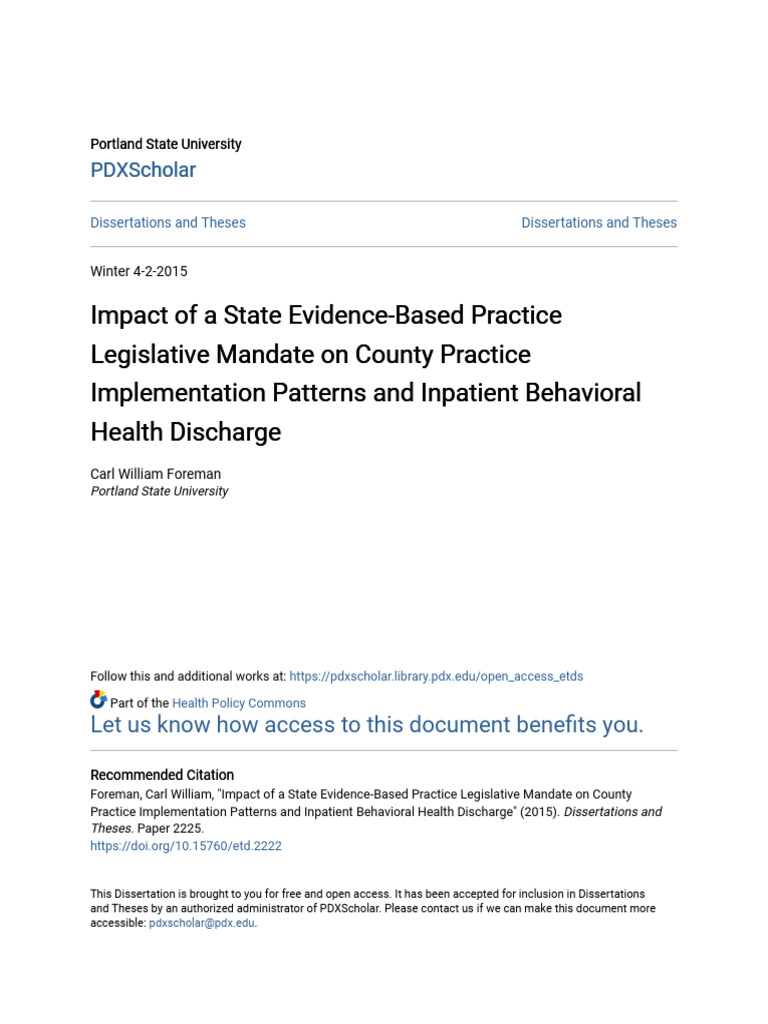 Impact of A State Evidence-Based Practice Legislative Mandate On | PDF ...