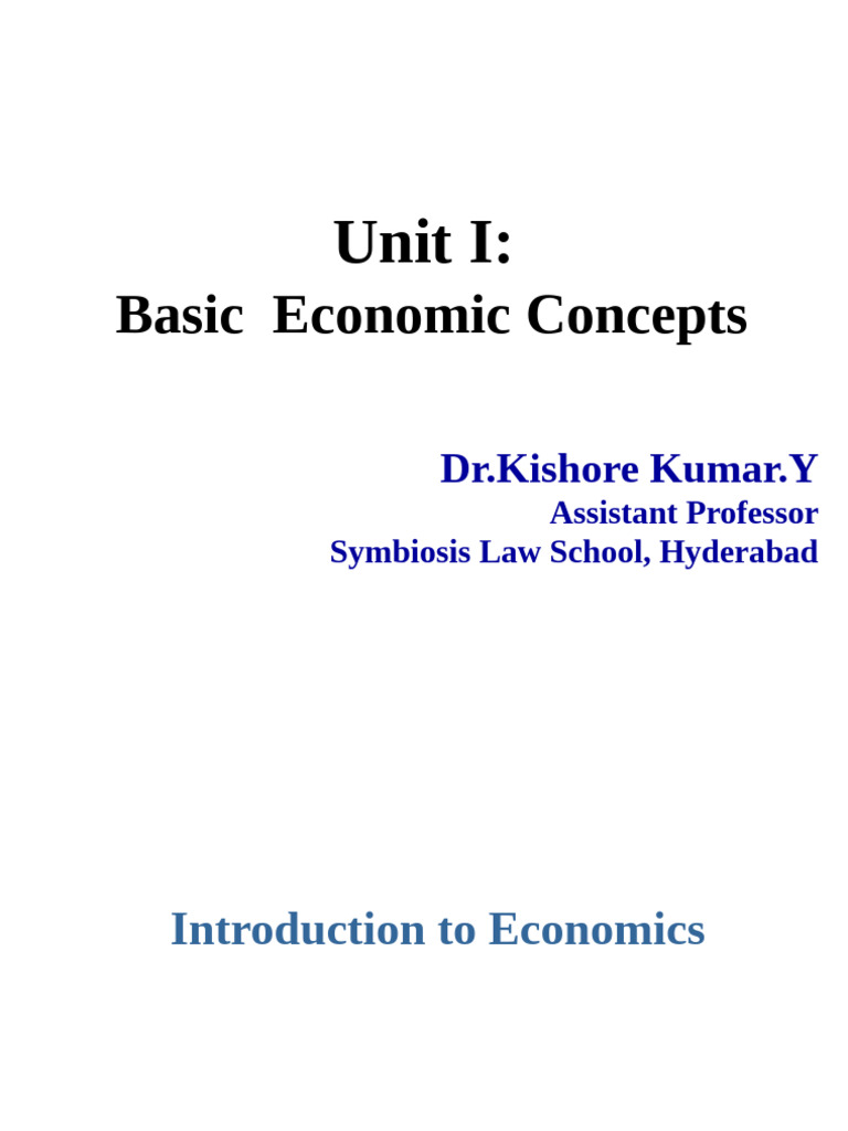 Unit I Economics YKK | PDF | Economics | Microeconomics