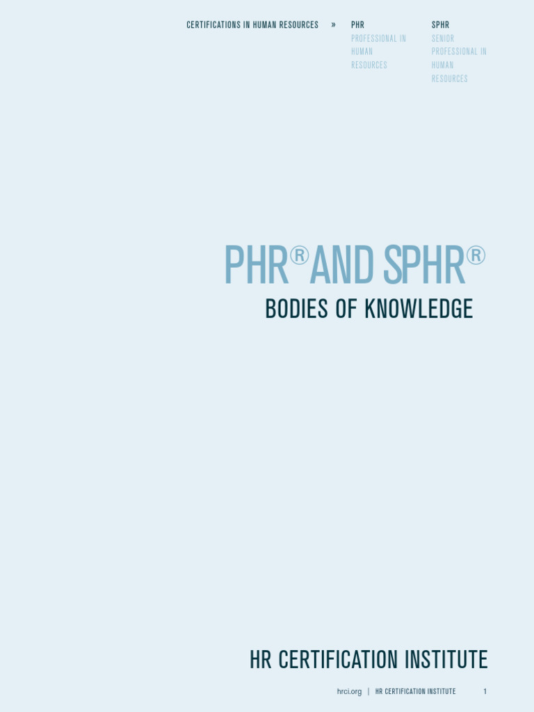 HRCI - PHR SPHR Bodies of Knowledge | PDF | Human Resource Management ...