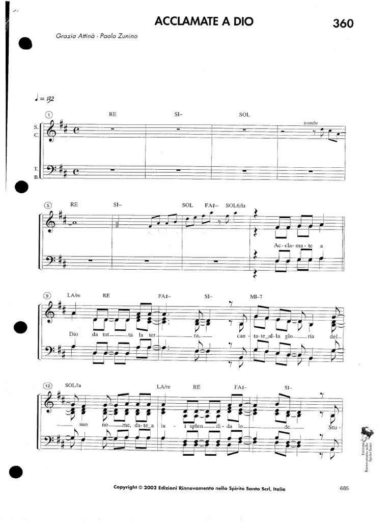 Acclamate A Dio - Spartito | PDF