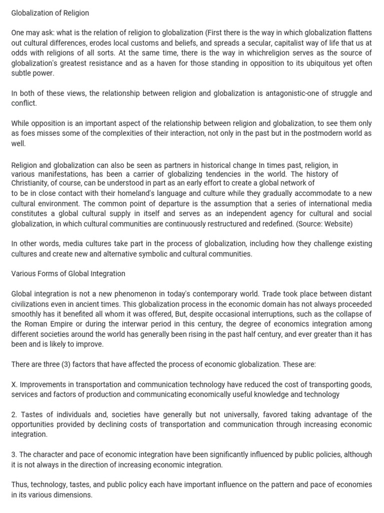 Globalization of Religion | PDF | Globalization