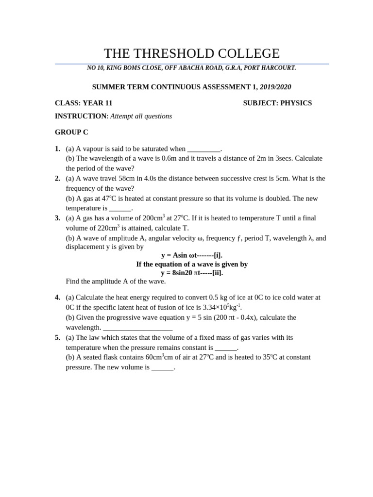 Physics Year 11 GC | PDF | Teaching Methods & Materials | Science & Mathematics
