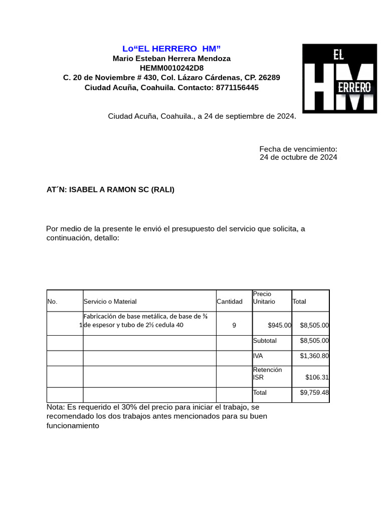 Cotización RALI-10 | PDF Cotización RALI-10 | PDF