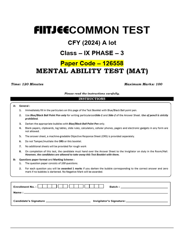 CFY1721 B Lot PT III MAT | PDF