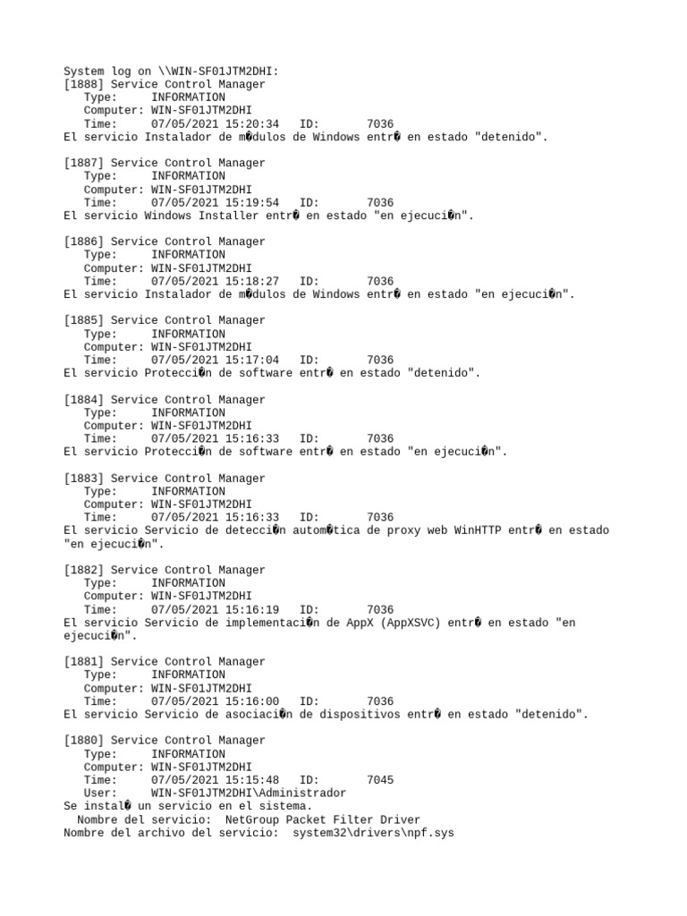 Ps Loglist | PDF | Microsoft Windows | Plataformas de computación