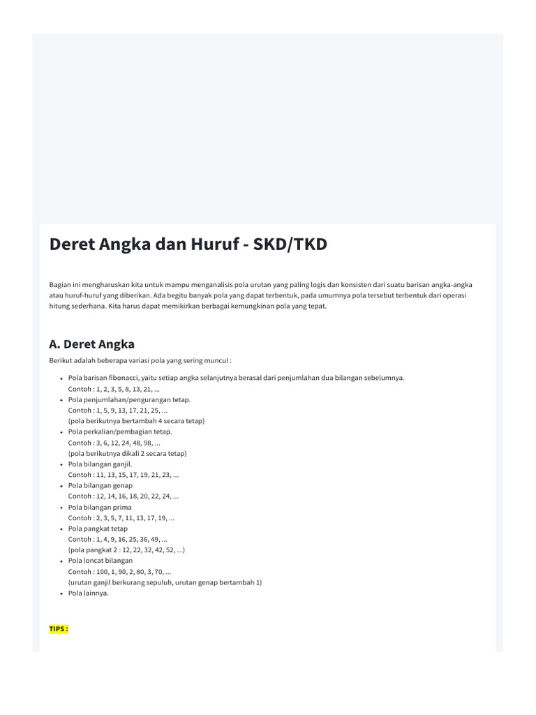 Deret Angka Dan Huruf - SKD | PDF