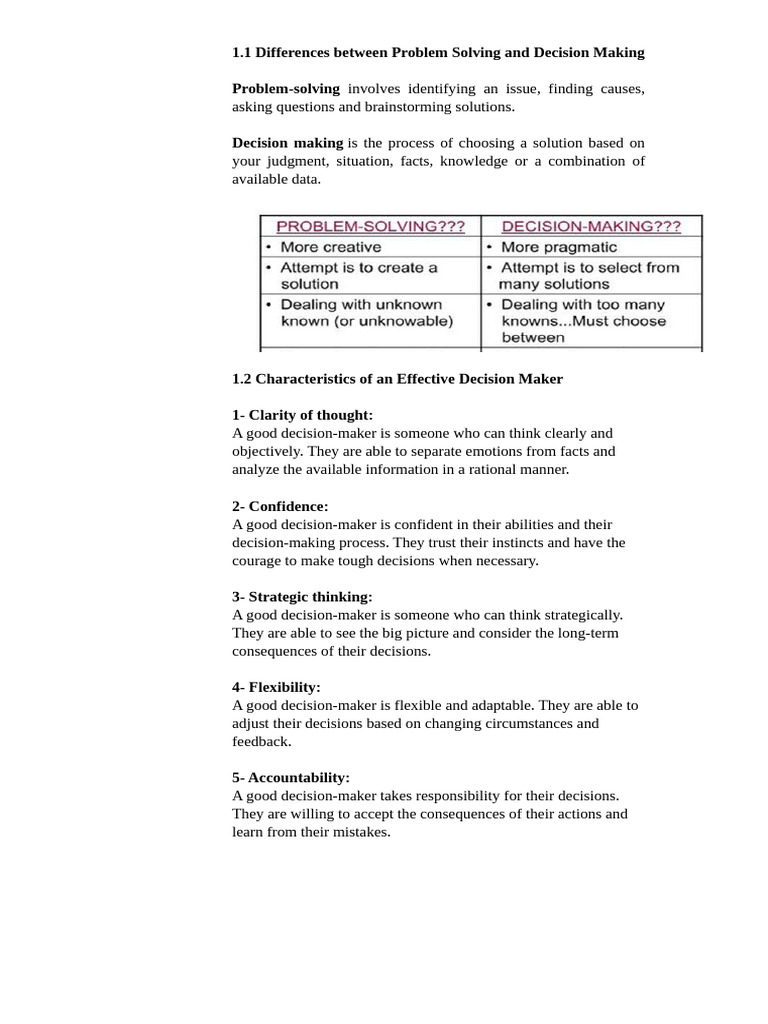 Differences Between Problem Solving and Decision Making-Camacho, Mary Rose R. | PDF | Career ...