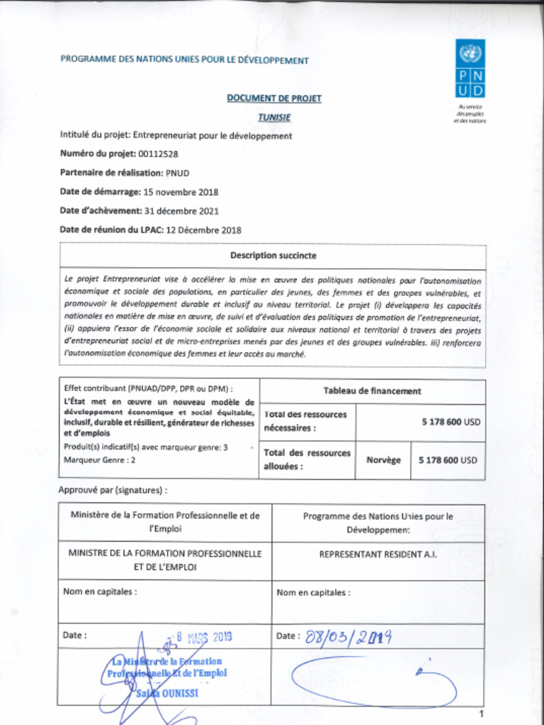 Prodoc Entrepreneuriat Signé | PDF