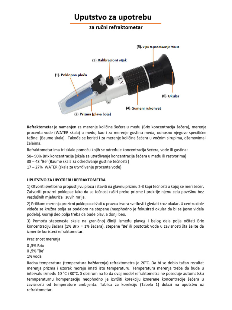 Refraktometar Uputstvo | PDF