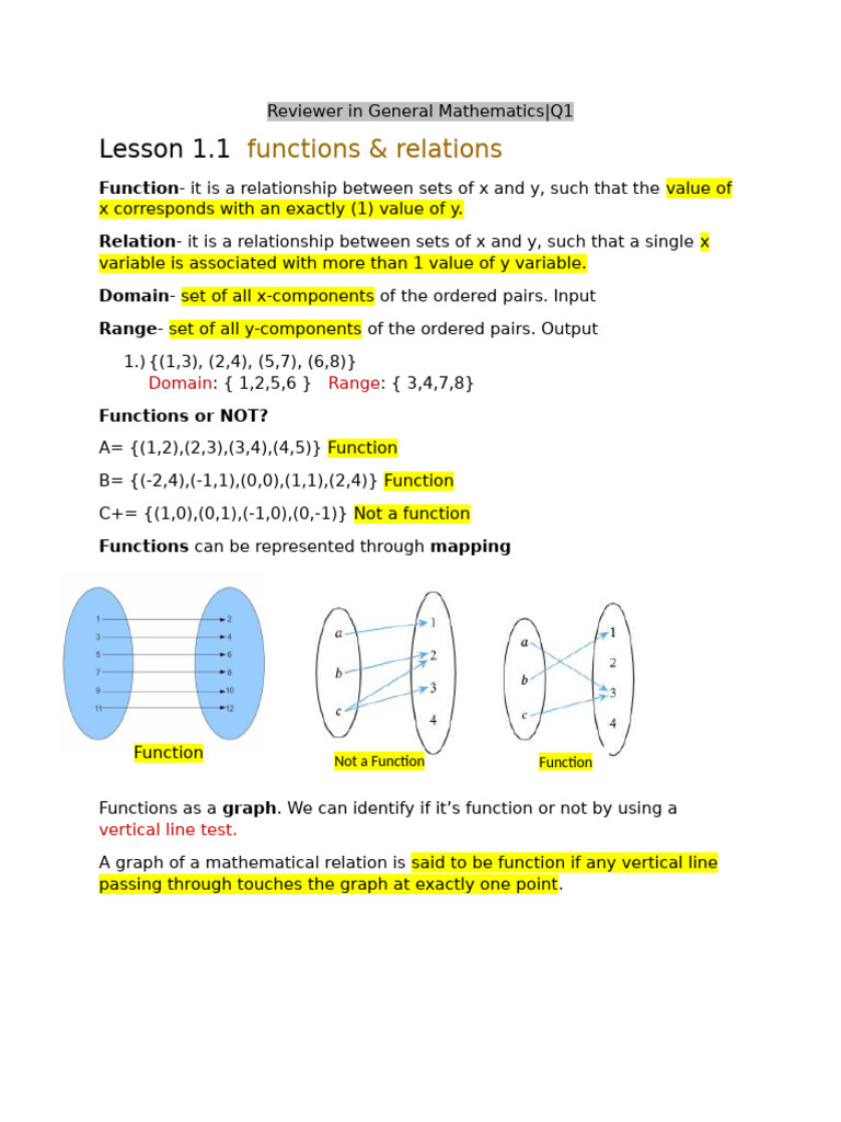 Reviewer in General Mathematics | PDF | Function (Mathematics) | Mathematical Concepts