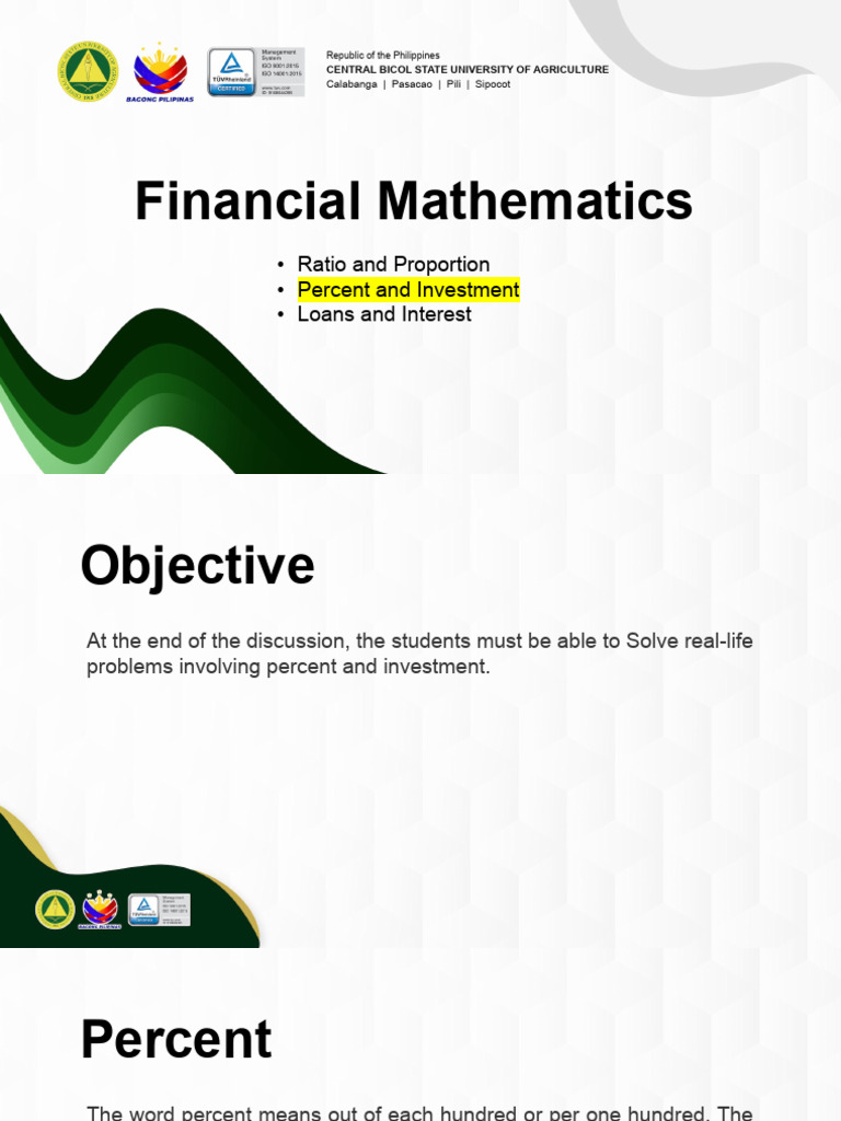 Financial Mathematics: Percent & Interest | PDF | Interest | Percentage