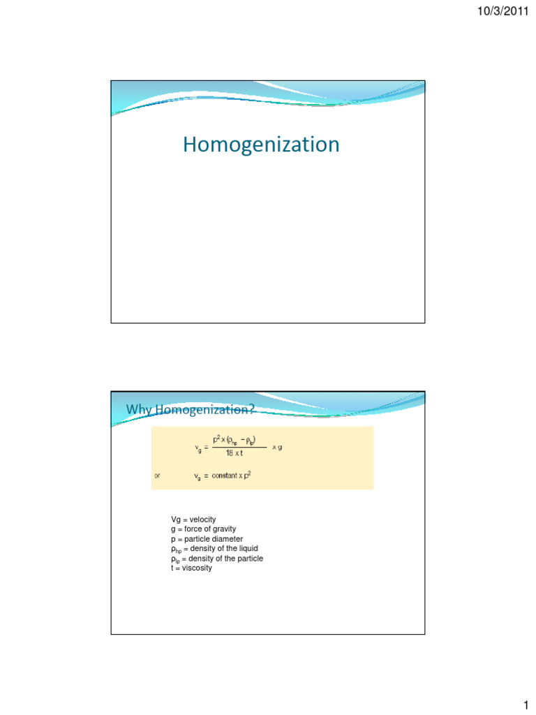 Homogenization-pdf | PDF | Milk | Liquids