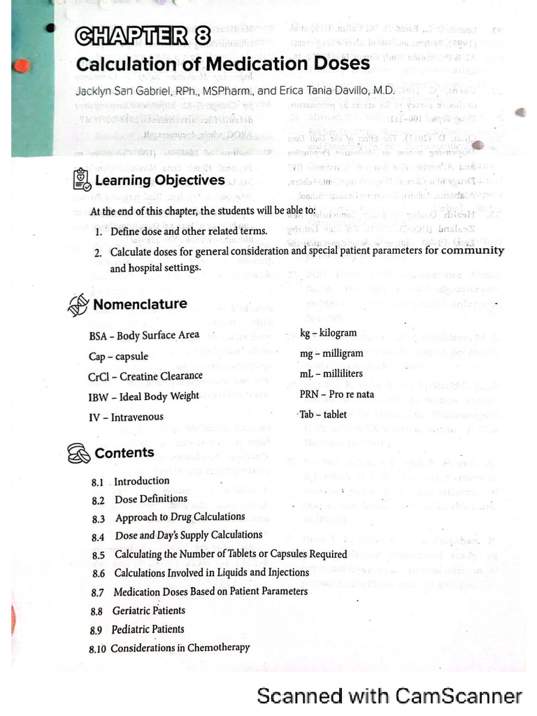 Chapter 8 - Calculation of Medication Dose | PDF