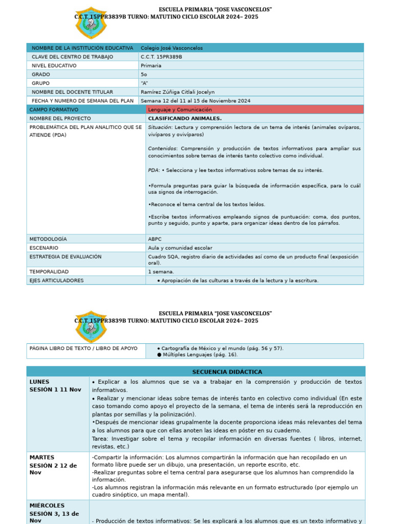 Textos Informativos sobre Animales | PDF | Educación primaria ...