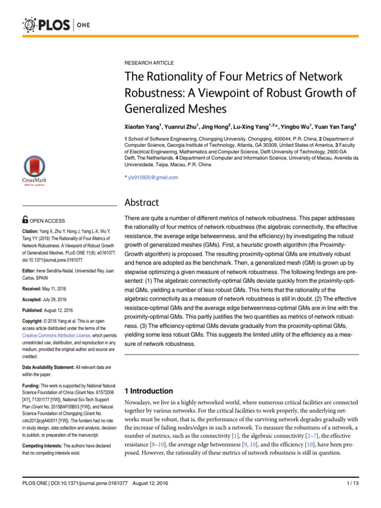 The Rationality of Four Metrics of Network Robustness: A Viewpoint of Robust Growth of ...