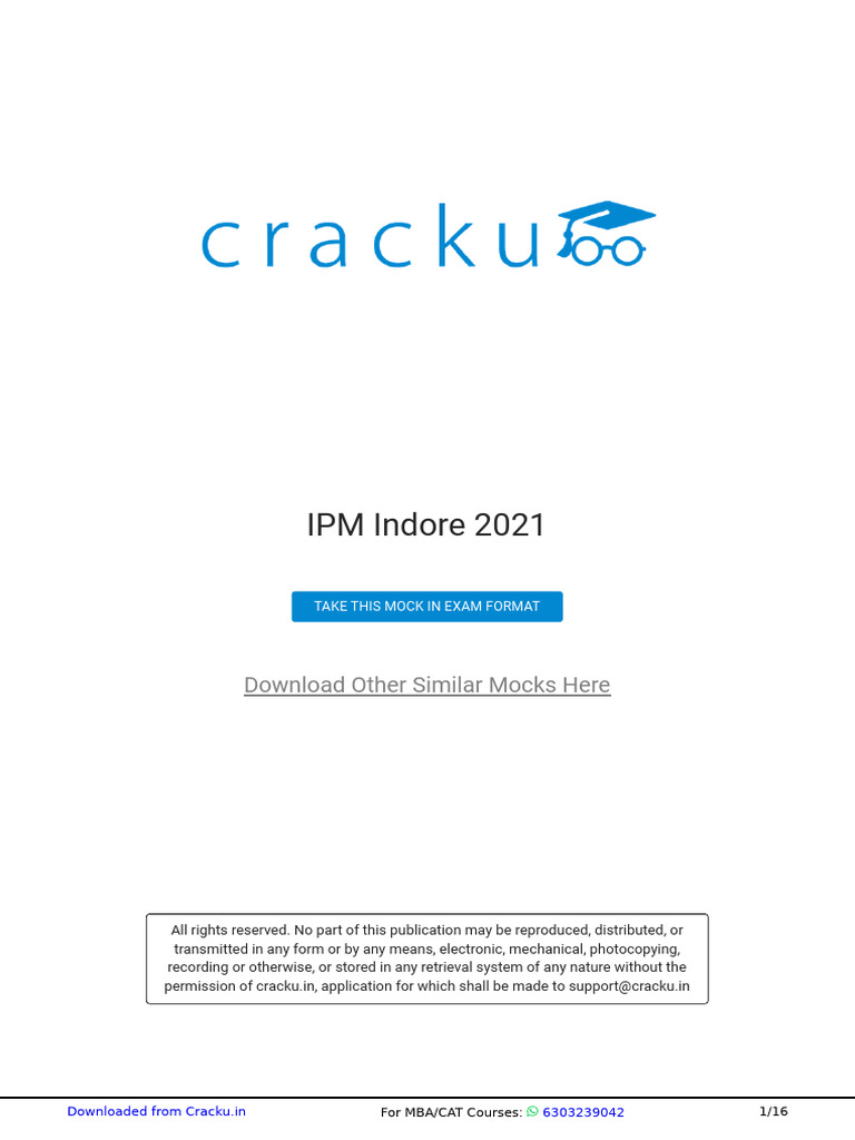 IPM Indore 2021 by Cracku | PDF | Teaching Methods & Materials