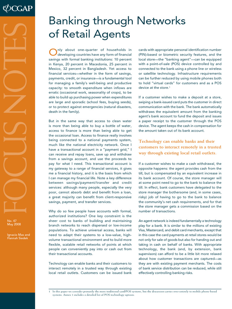 Banking through Networks of Retail Agents | PDF | Banks | Point Of Sale