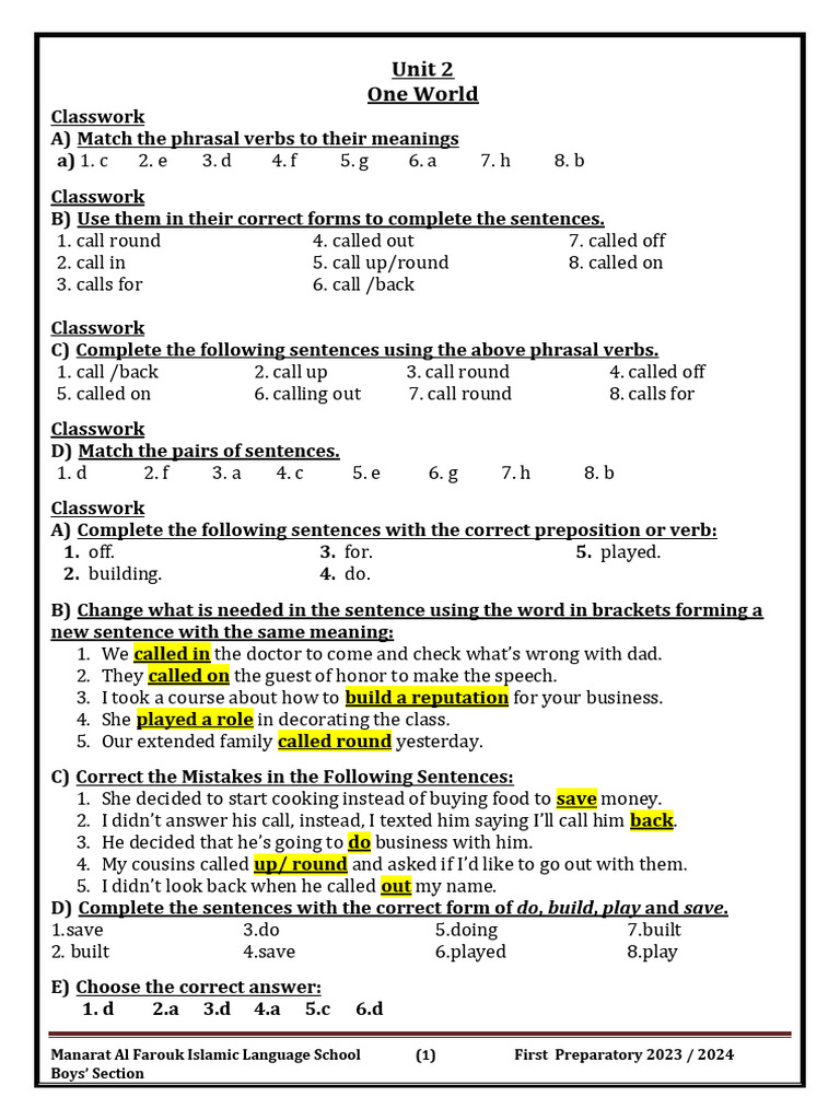 Close Up Unit (2) One World | PDF