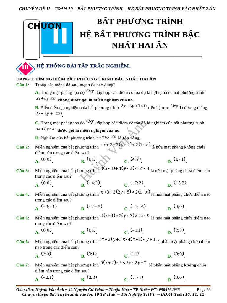 002.03,4.2 Toan 10 b3,4 c2 BPT HBPT Bac Nhat 2 An Trac Nghiem de Tr72 | PDF