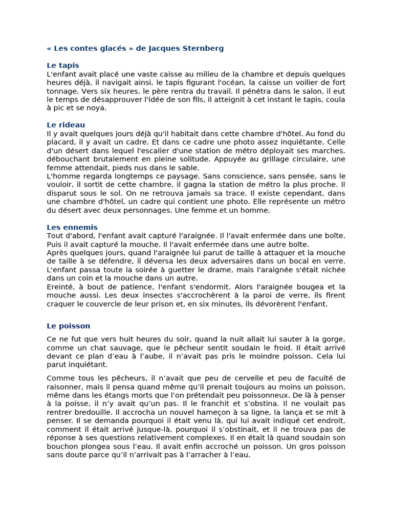 Contes glacés de Jacques Sternberg | PDF | Jeunes adultes