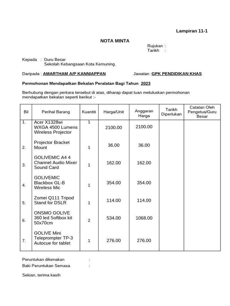 Fatin Nota Minta Studio | PDF