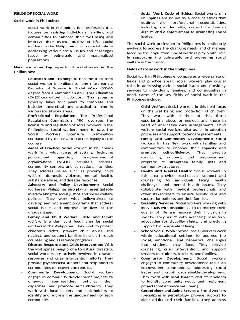 FSW Reviewer | PDF | Social Work | Rights