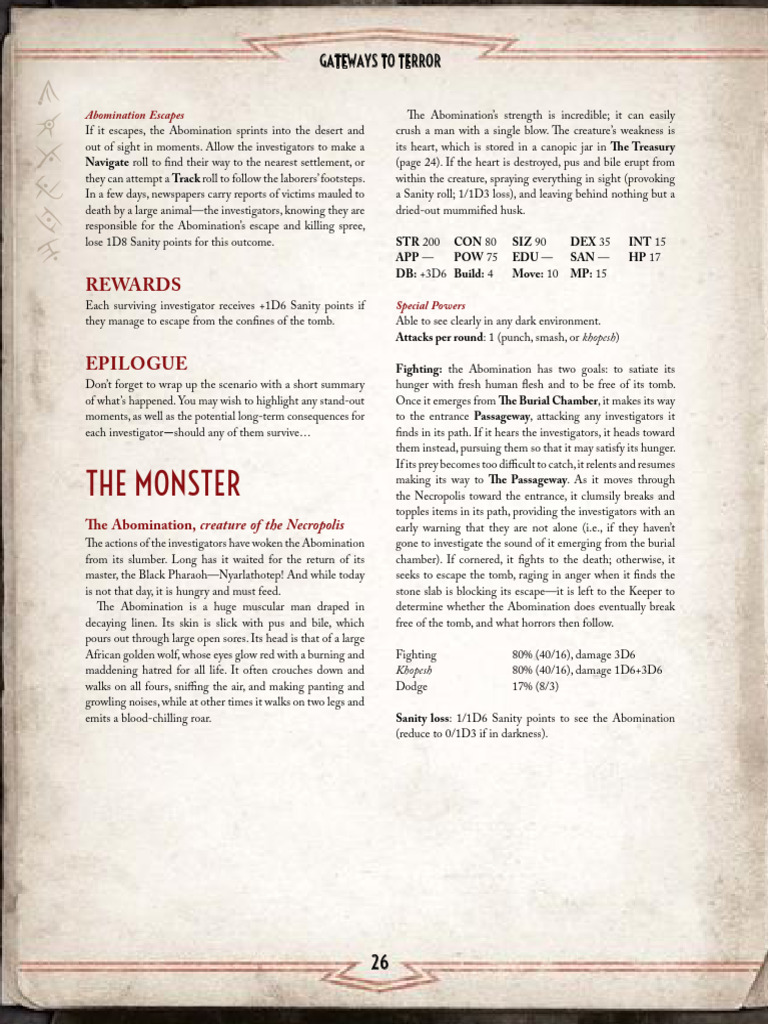 Pdfcoffee Com Call of Cthulhu RPG Gateways To Terror Three Evenings (27-30) | PDF
