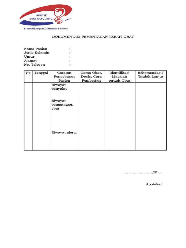 DOKUMENTASI Pemantauan Terapi Obat | PDF